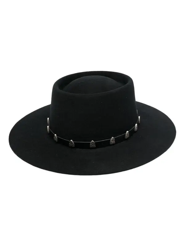 Philipp Plein Stud-embellished Boater Hat - Black