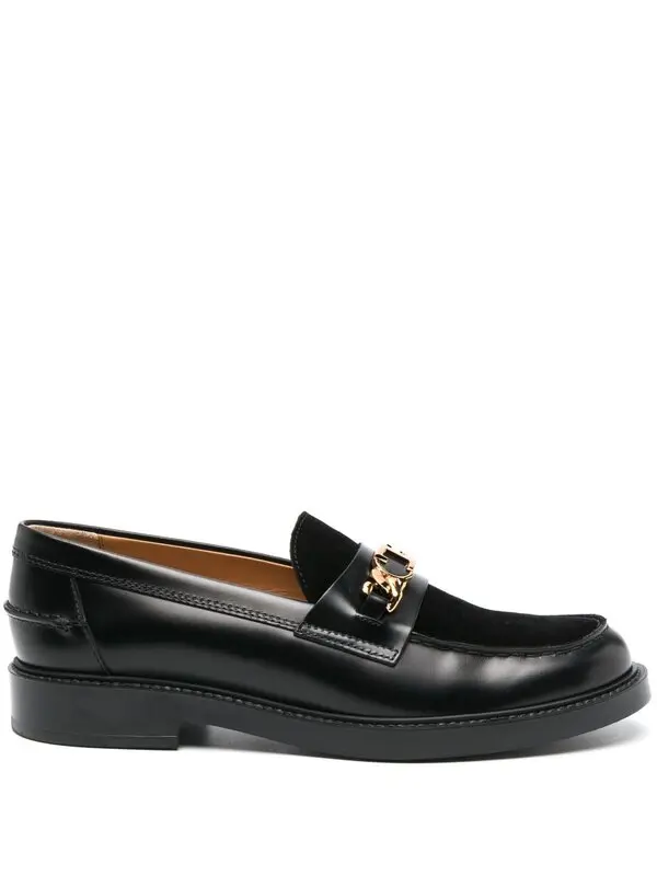 TOD'S Buckle-detail Leather Loafers - Black