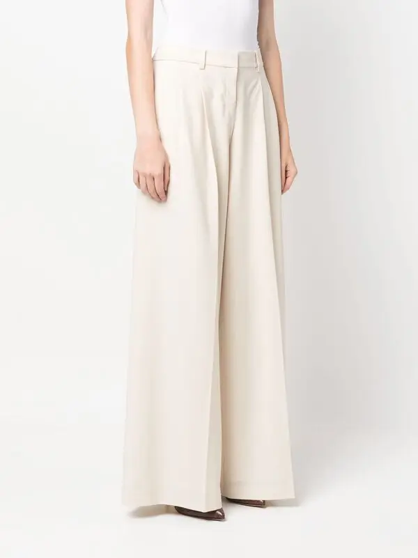 Theory Pleated Palazzo Trousers Bone White