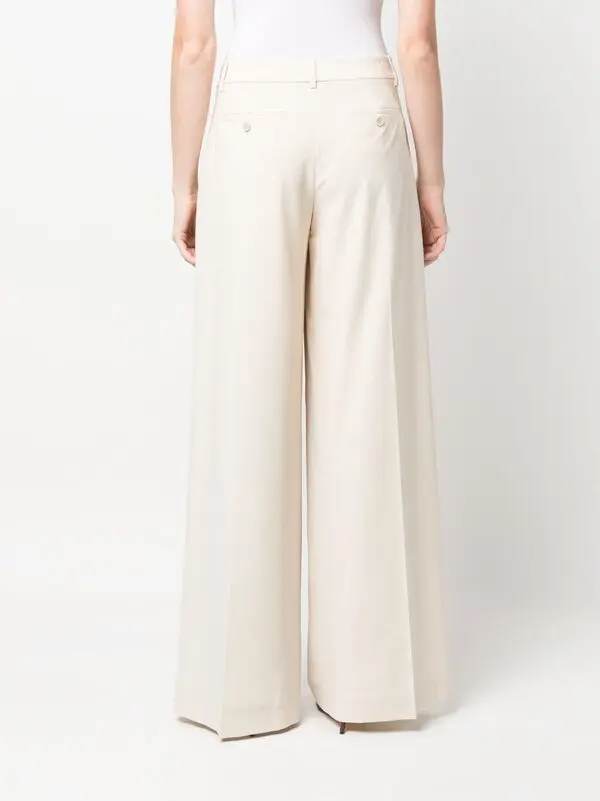 Theory Pleated Palazzo Trousers Bone White