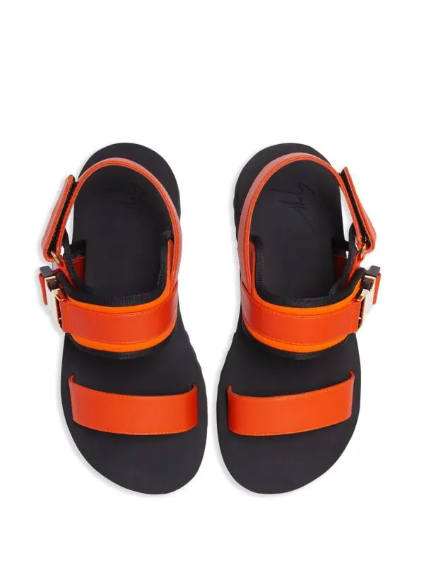 GIUSEPPE ZANOTTI Mederic Buckled Leather Sandals - Orange