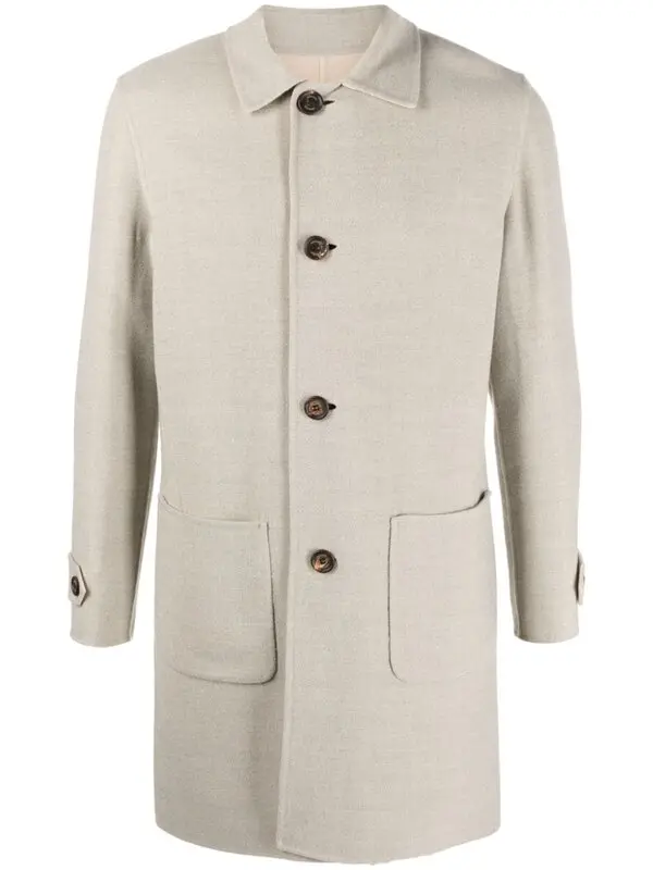 Eleventy Spread-collar Wool Coat - Neutrals