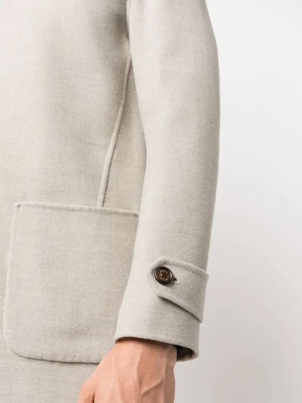 Eleventy Spread-collar Wool Coat - Neutrals