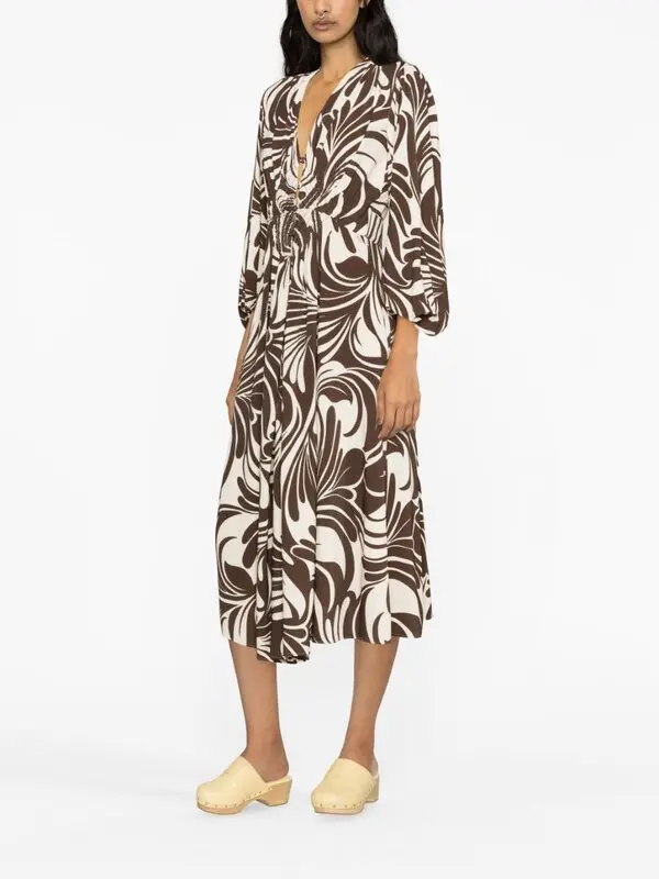 La DoubleJ Camerino Watermarble-print Maxi Dress - Brown