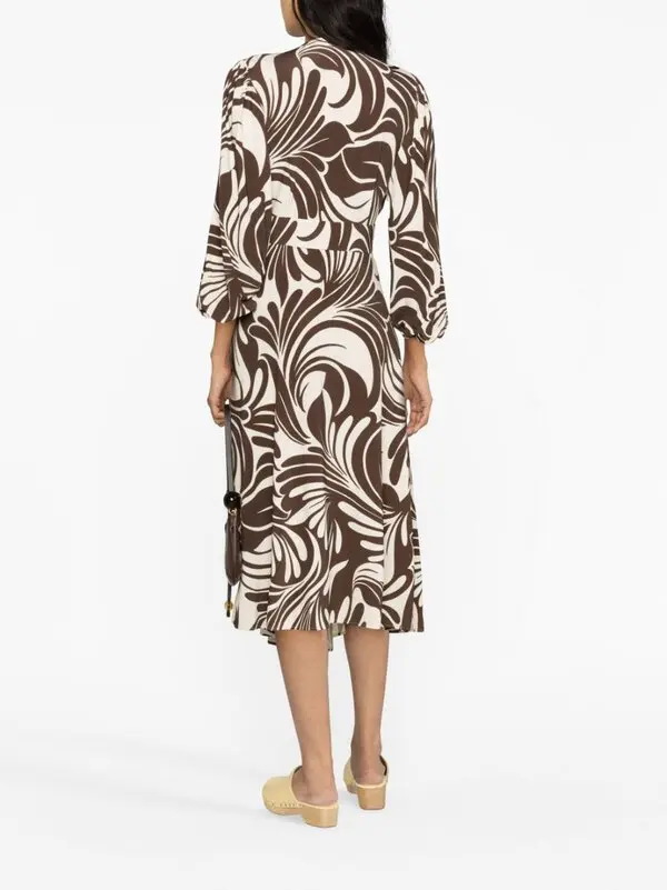 La DoubleJ Camerino Watermarble-print Maxi Dress - Brown