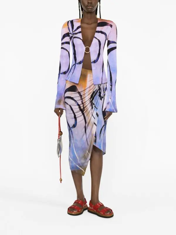 LOUISA BALLOU Asymmetric Printed Skirt - Purple