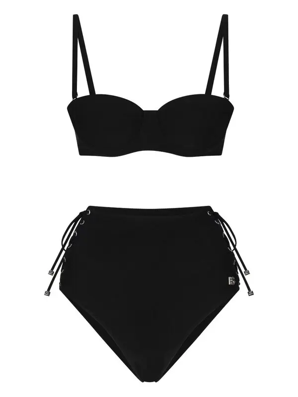 Dolce & Gabbana Logo-lettering Bikini Set - Black