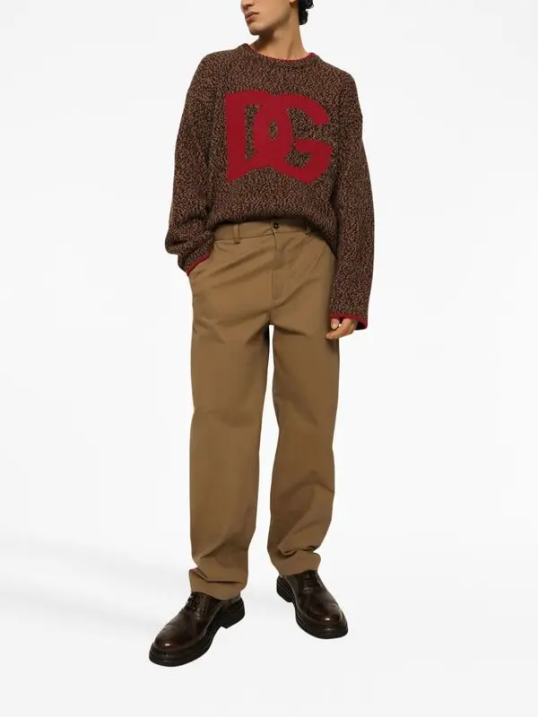 Dolce & Gabbana Straight-leg Cotton Trousers - Brown