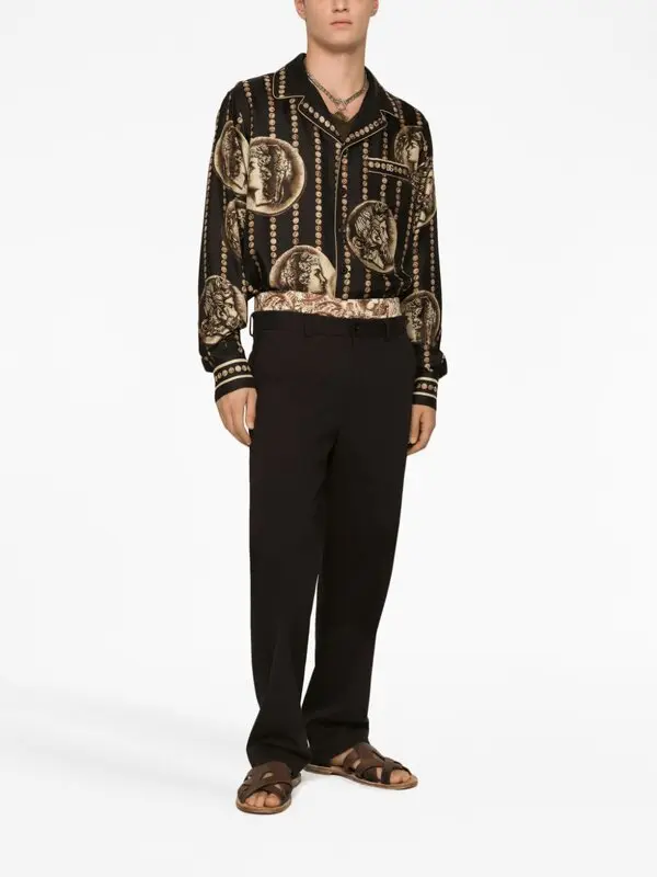 Dolce & Gabbana Front-fastening Straight-leg Trousers - Black