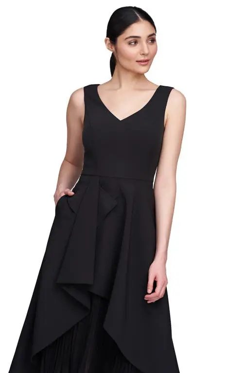 Kay Unger Begonia Crepe & Chiffon Midi A-Line Dress In Black - 55% Off |  Editorialist