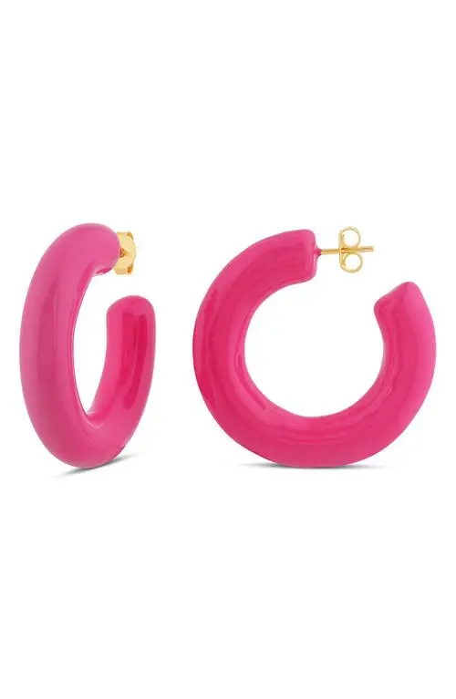SHYMI Large Enamel Hoop Earrings - Pink