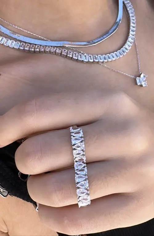 SHYMI Pear Cubic Zirconia Two-finger Ring - Silver