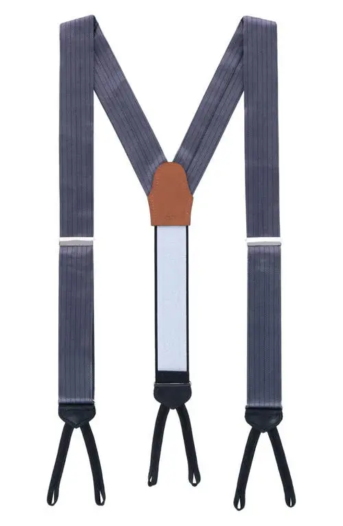 Trafalgar Herringbone Silk Suspenders - Pewter