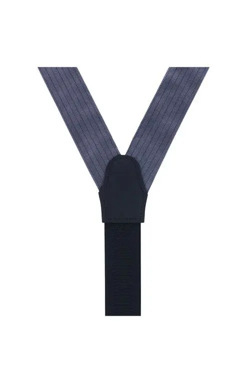 Trafalgar Herringbone Silk Suspenders - Pewter