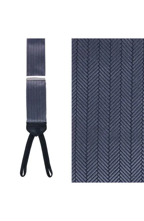 Trafalgar Herringbone Silk Suspenders - Pewter