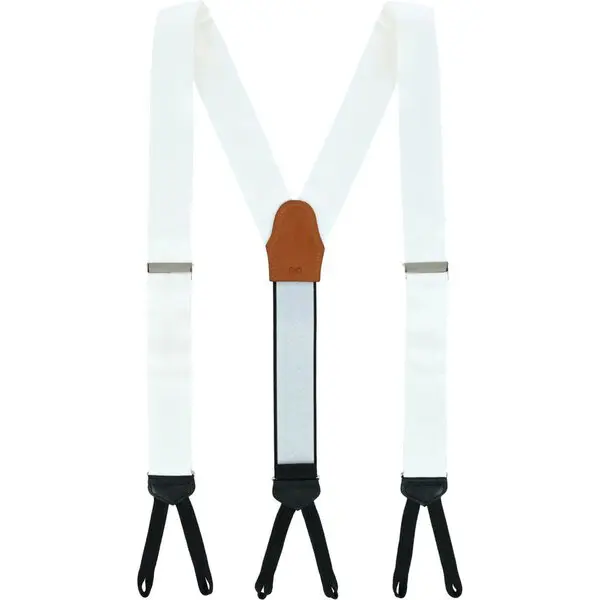 Trafalgar Monte Bello Jacquard Silk Suspenders - White