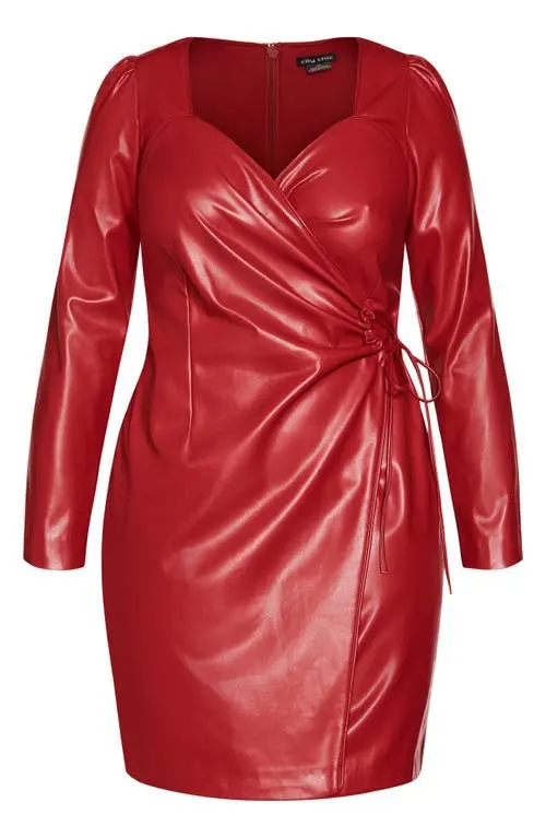 strapless open back dress Red Dress Short Cut Pencil Ecological Leather Wrap Over Front Elastic main image 0