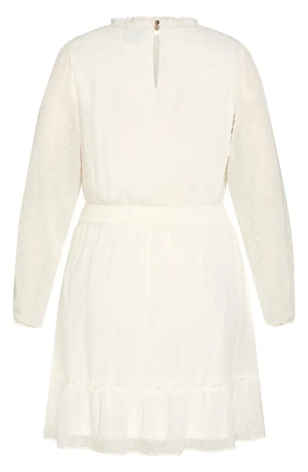 City Chic Dobby Long Sleeve Tiered Dress