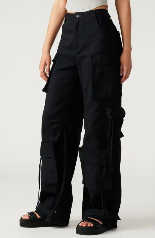 Steve Madden Duo Wide Leg Cargo Pants - Black