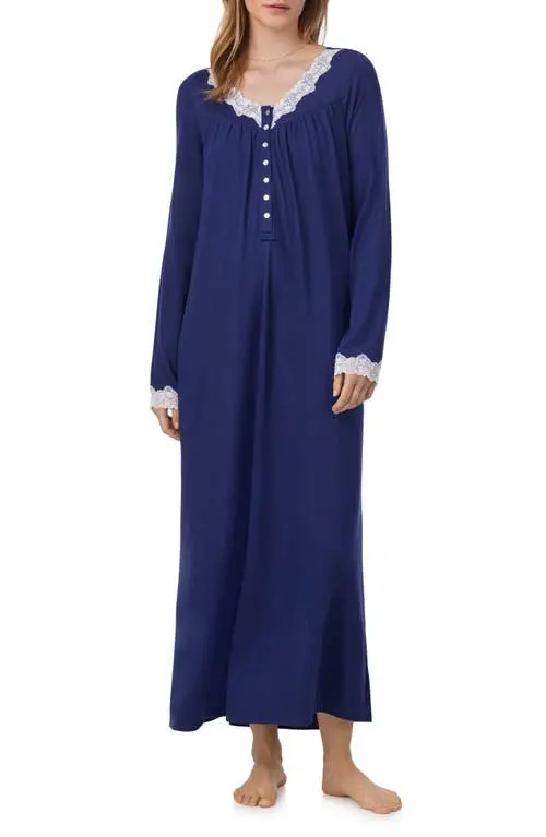 Eileen West Long Sleeve Ballet Nightgown - Navy