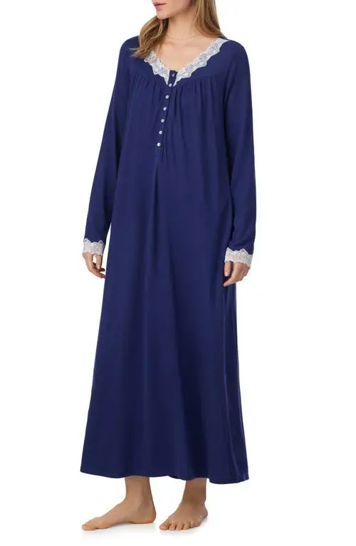Eileen West Long Sleeve Ballet Nightgown - Navy