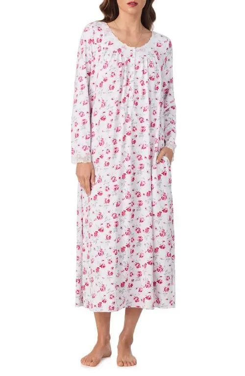 Eileen West Long Sleeve Ballet Nightgown - White/pink