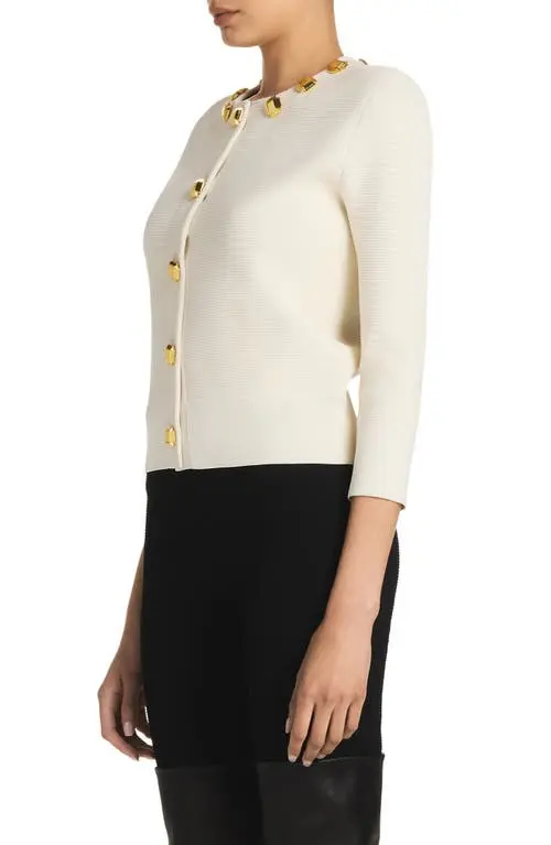 St. John Studded Piqué Knit Cardigan