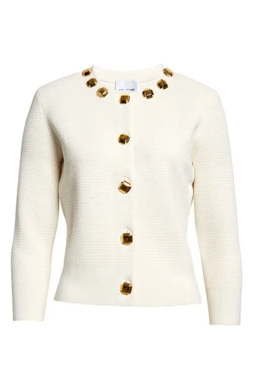 St. John Studded Piqué Knit Cardigan
