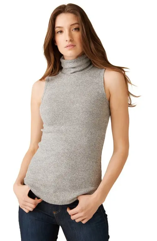Fifteen Twenty Turtleneck Ribbed Sleeveless Sweater - Gray
