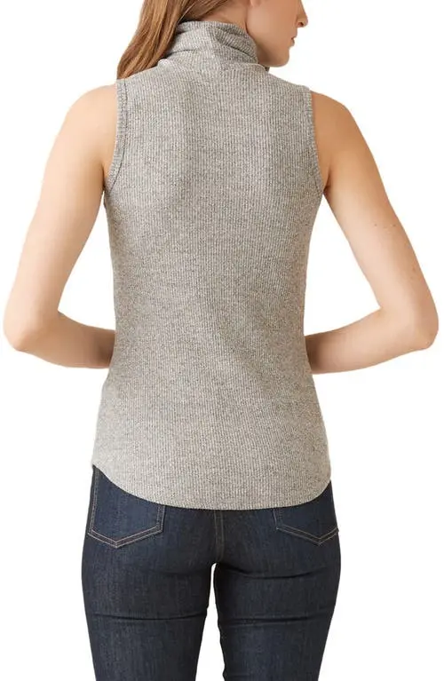 Fifteen Twenty Turtleneck Ribbed Sleeveless Sweater - Gray