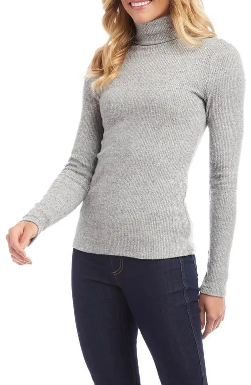 Fifteen Twenty Ribbed Turtleneck Top - Gray