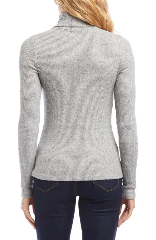 Fifteen Twenty Ribbed Turtleneck Top - Gray