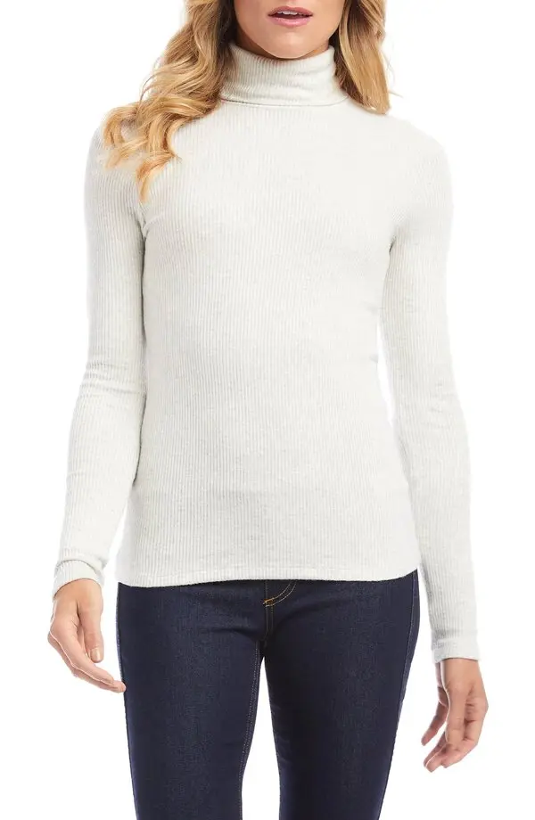 Fifteen Twenty Ribbed Turtleneck Top - Heather
