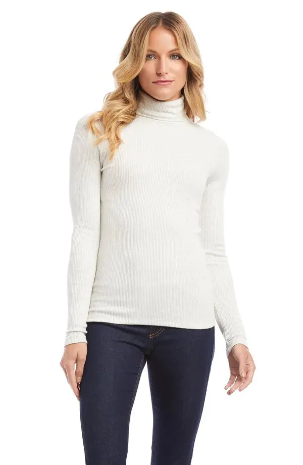 Fifteen Twenty Ribbed Turtleneck Top - Heather