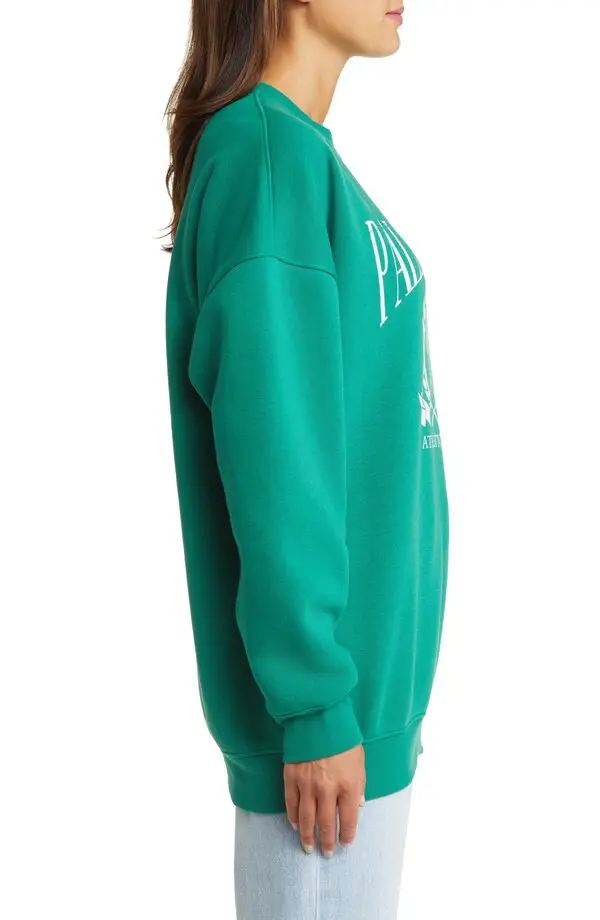 Bp. Oversized Graphic Crewneck Sweatshirt - Green Jade