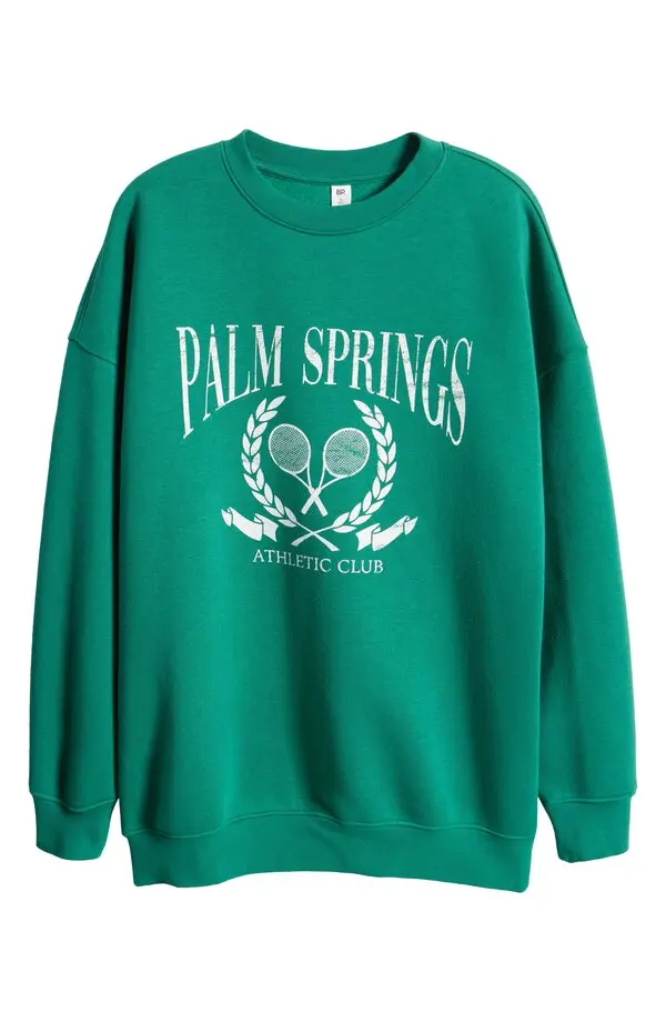 Bp. Oversized Graphic Crewneck Sweatshirt - Green Jade