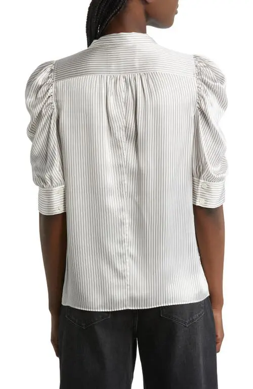 FRAME Gillian Puff Sleeve Striped Silk Blouse