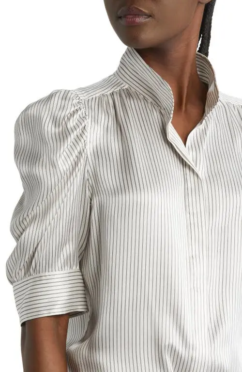 FRAME Gillian Puff Sleeve Striped Silk Blouse