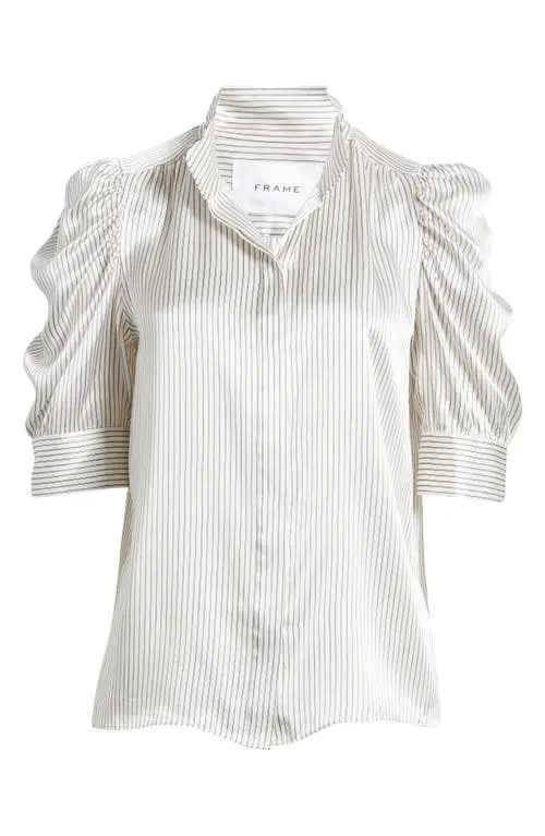 FRAME Gillian Puff Sleeve Striped Silk Blouse