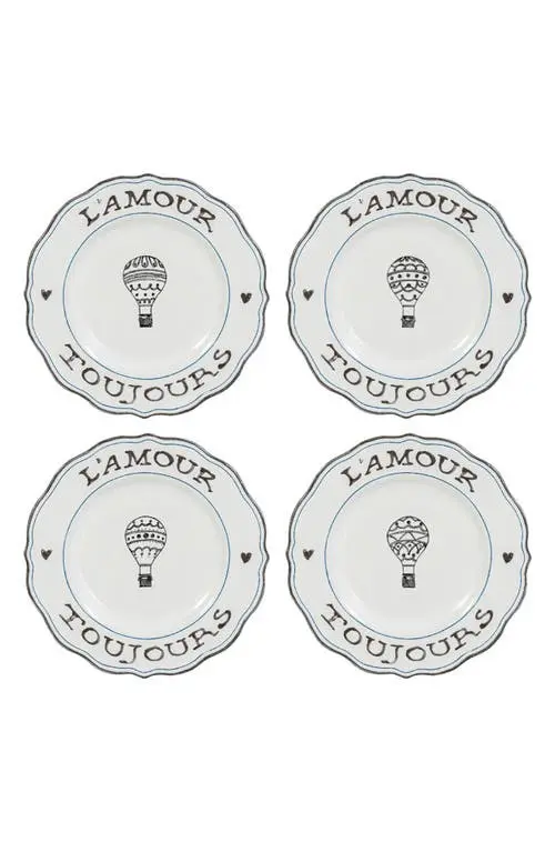 JULISKA Set Of 4 L'amour Toujours Dessert/salad Plates - Whitewash Black