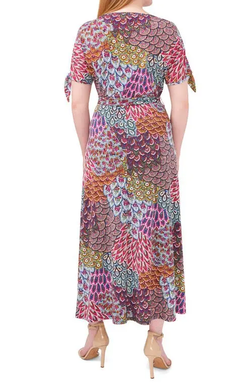 Chaus Split Sleeve Printed Midi Dress