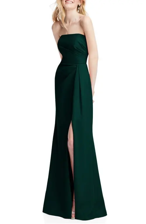 After Six Strapless Crepe Trumpet Gown - Evergreen
