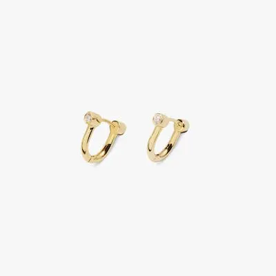 Shinola Diamond Bike Lock Huggie Earrings - 14k Gold