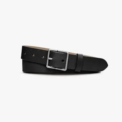 Shinola Leather Center Bar Buckle Belt - Black