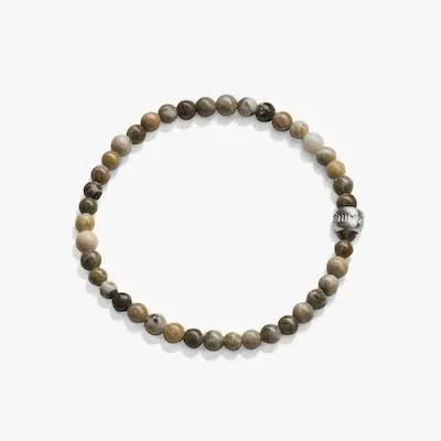 Shinola Petoskey Stone Beaded Bracelet - Silver