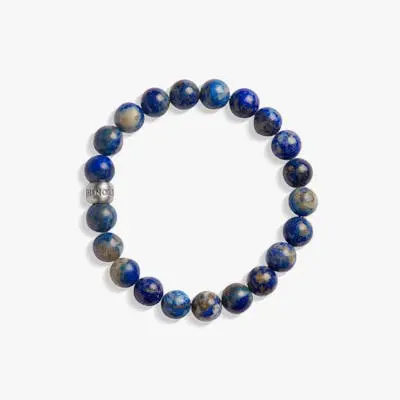 Shinola 8mm Lapis Beaded Bracelet - Silver