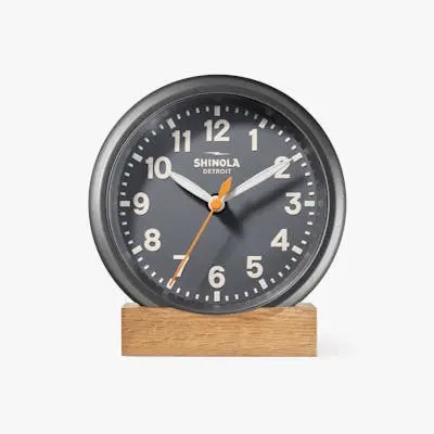 Shinola Desk Clock Runwell Clock Matte Dial Gunmetal Case - Gray