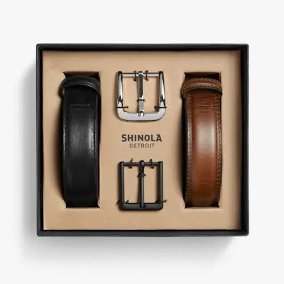 Shinola Guardian Belt Set - Black And Brown