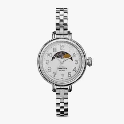 Shinola The Birdy Moon Phase 34mm Stainless Steel Watch - White