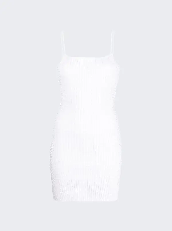 Alexander Wang Clear Crystal Rib Mini Dress - White